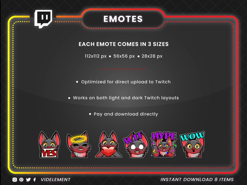 8 Bat Emotes Twitch Emote Bat Text Emote Animal Emote Hype - Etsy