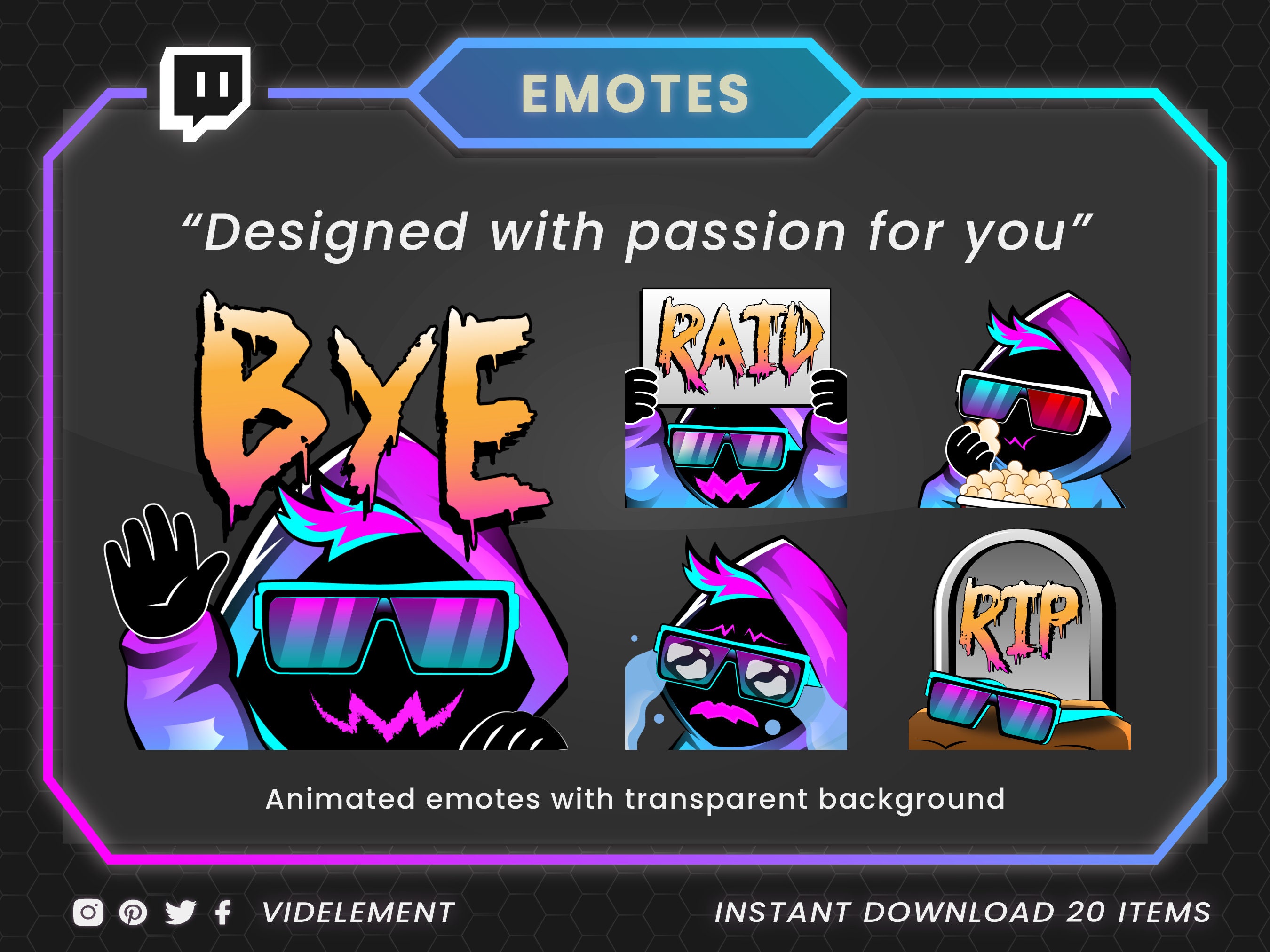 20 Neon Hoodie Emotes: Elevate Your Gaming Chats and Streams - Etsy Canada