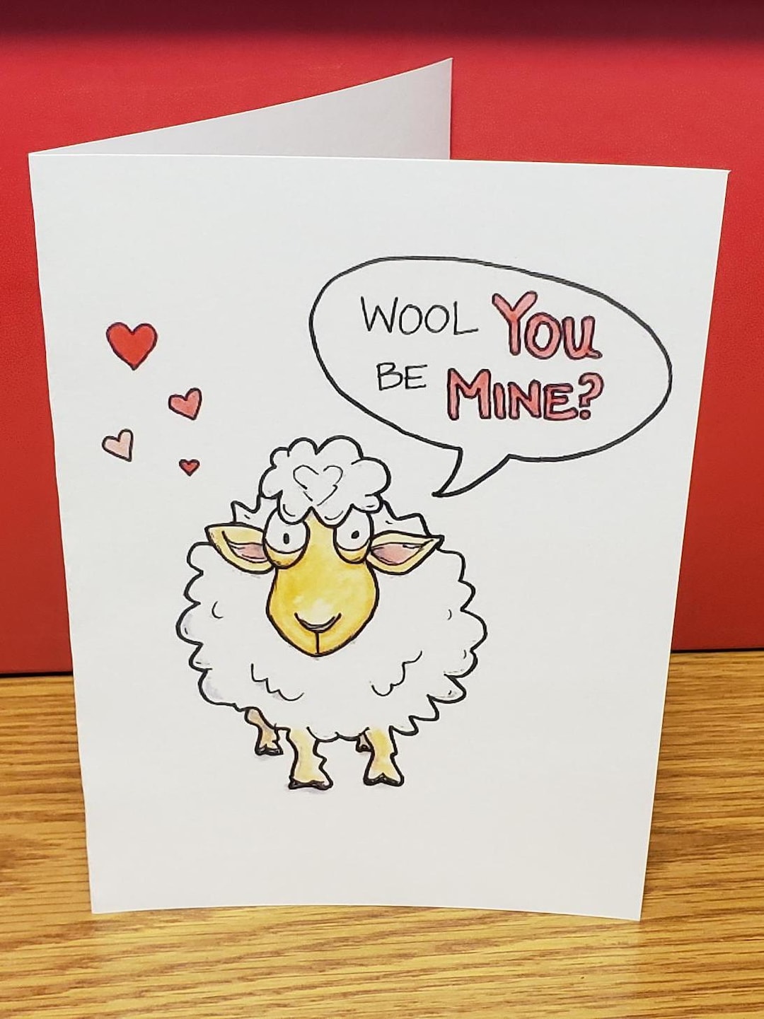 Wool You Be Mine, Valentines Day Card, 5x7 Folded Greeting, Love Ewe ...