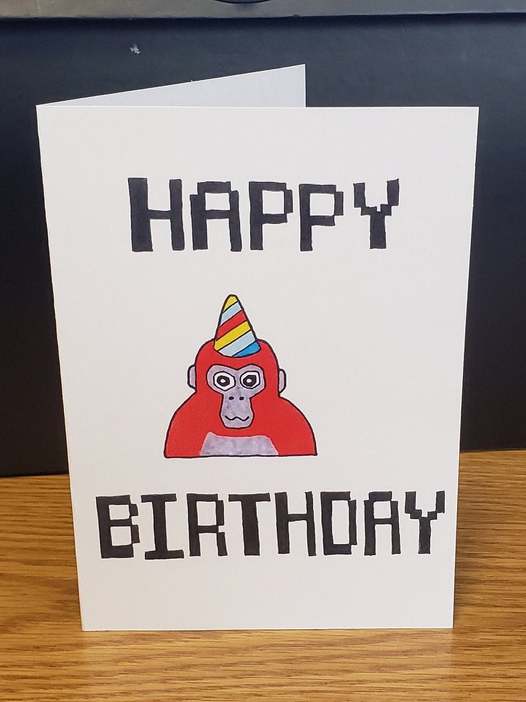 Party Monkey, Birthday Card, 5x7 Folded Greeting, Gorilla Tag, Video ...