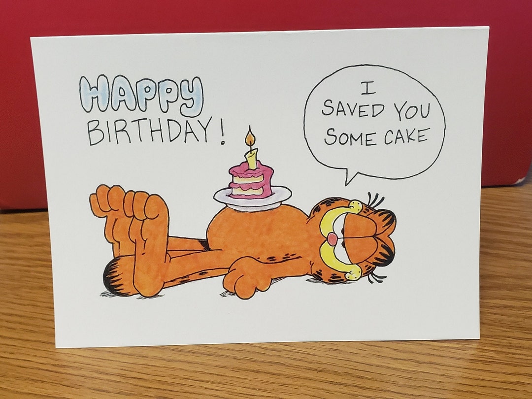 Garfield Birthday Card 7x5 Folded Greeting Funny Birthday - Etsy