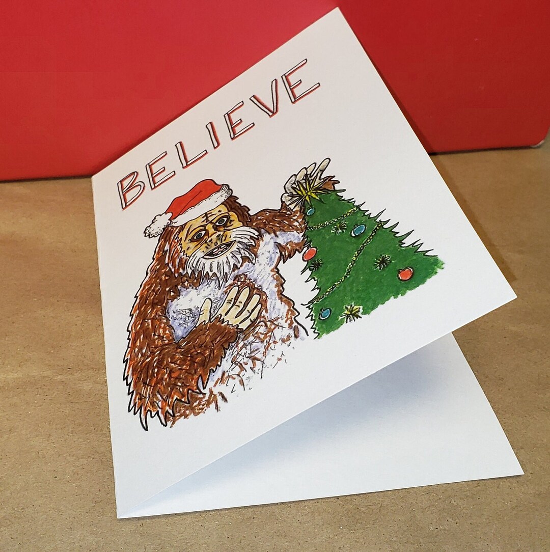 Sasquatch Santa, Holiday Card, Believe in Him, Funny Christmas Greeting ...