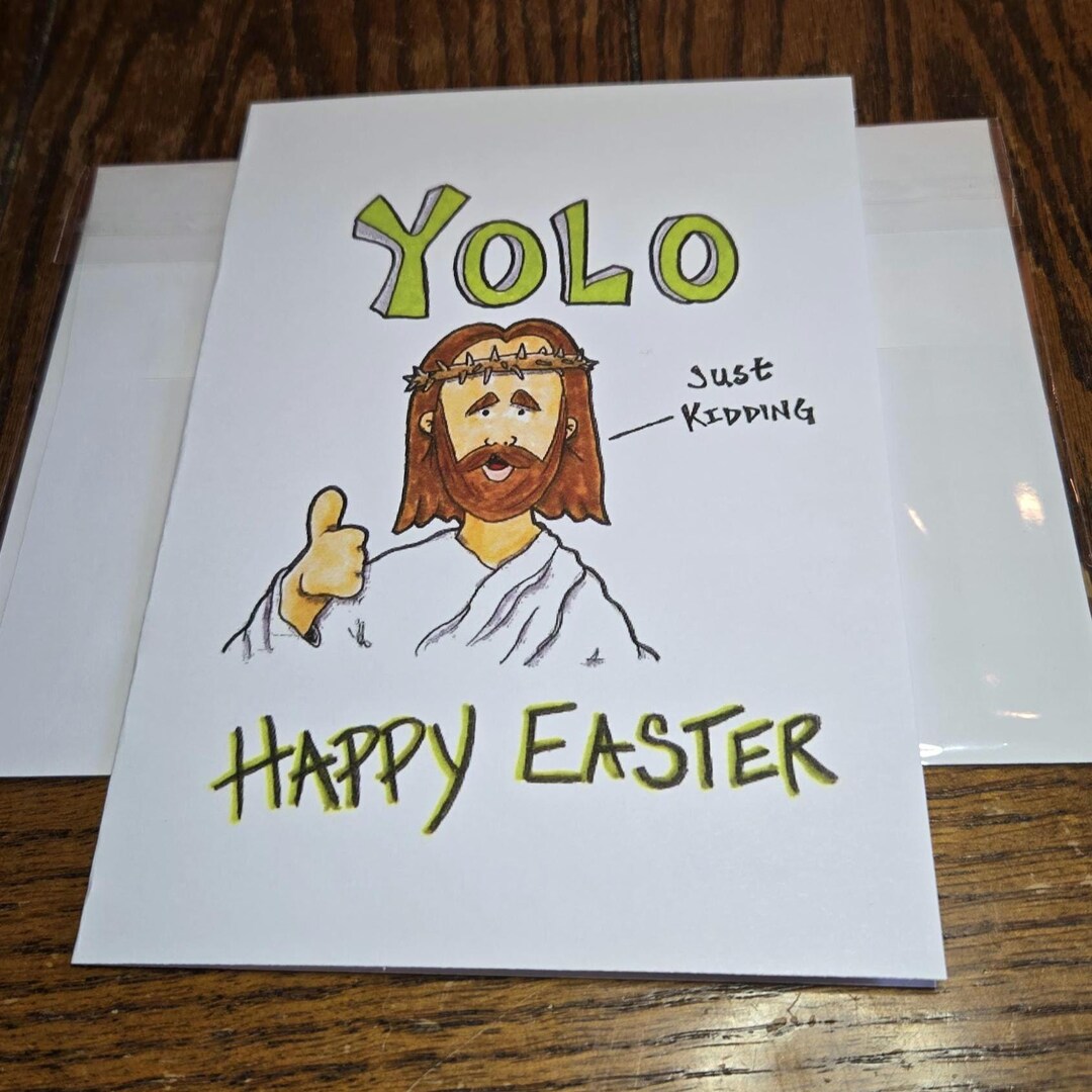 YOLO Jesus, Easter Card, Funny Greeting, 5x7 Folded Card, Buddy Jesus's ...