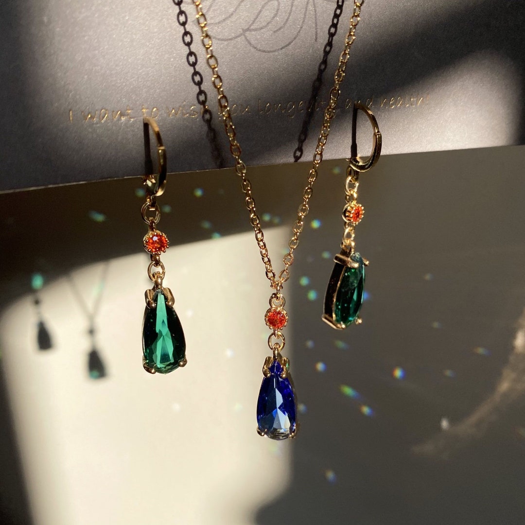 Slier S925,a Set 14k Gold Crystal Howl Necklace Howl Earrings Not ...