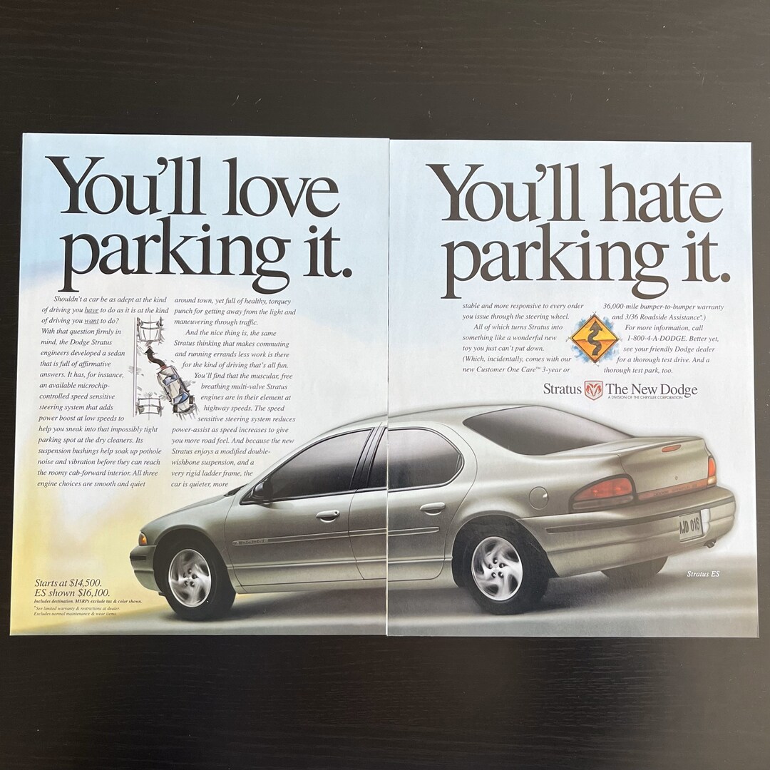 1995 Dodge Stratus ES Memorabilia Vintage Magazine Ad 2 Page Spread - Etsy