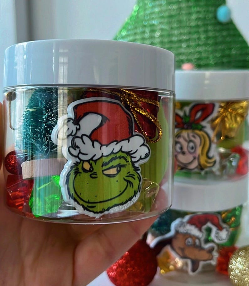 Grinch Party Favor Play Dough Jars - Etsy