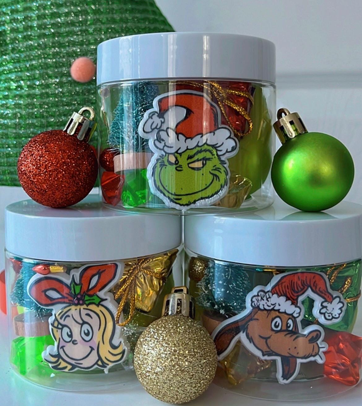 Grinch Party Favor Play Dough Jars - Etsy