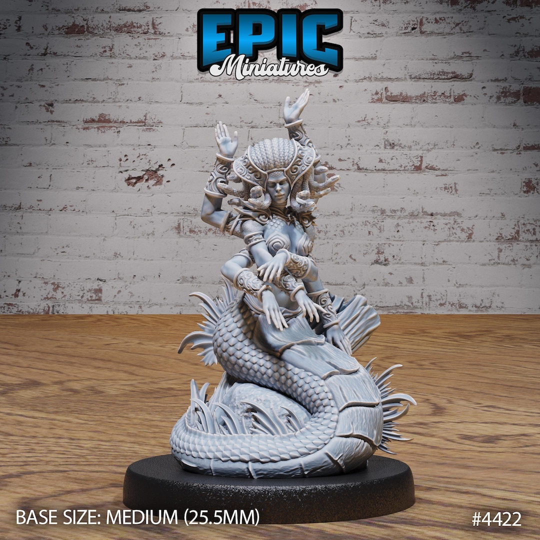 Naga Queen medium Mystic Priestess and Arcane Mage Unpainted 28mm 32mm ...