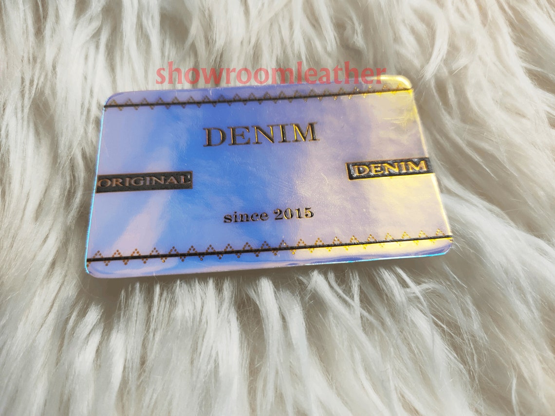 Custom Jacron Labels, Holographic Metallic Faux Leather Labels for ...