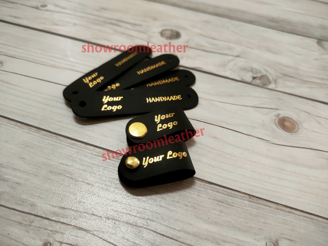Gold Letter Black Faux Leather Tags for Hats, Bags With Flat or Ball ...