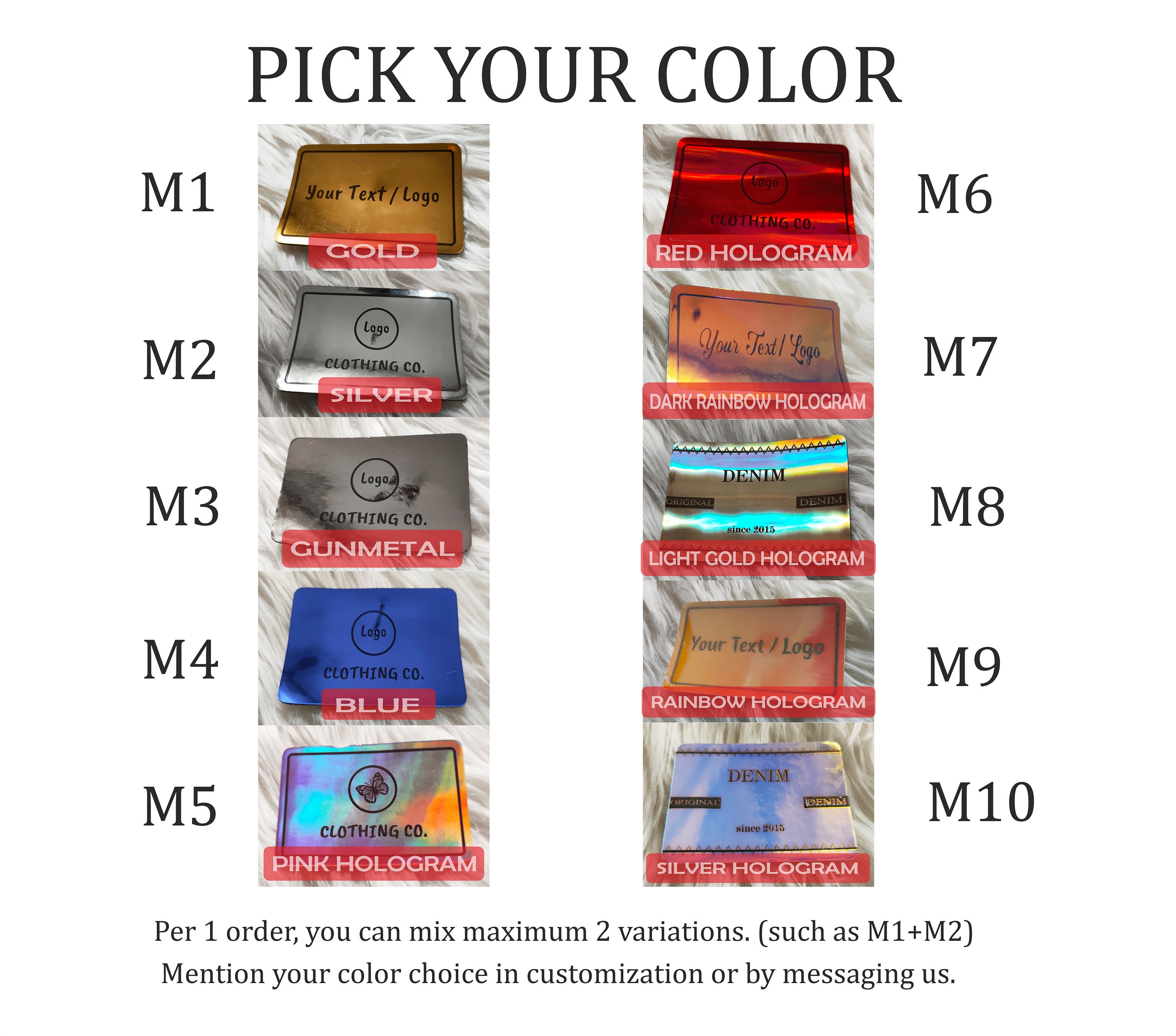 Custom Jacron Labels, Holographic Metallic Faux Leather Labels for ...