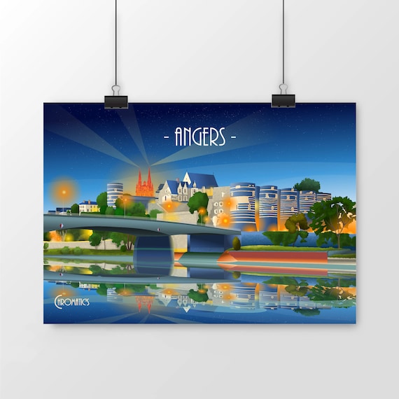 Angers by Night Displays Maine Et Loire Anjou Castle Cathedral | Etsy