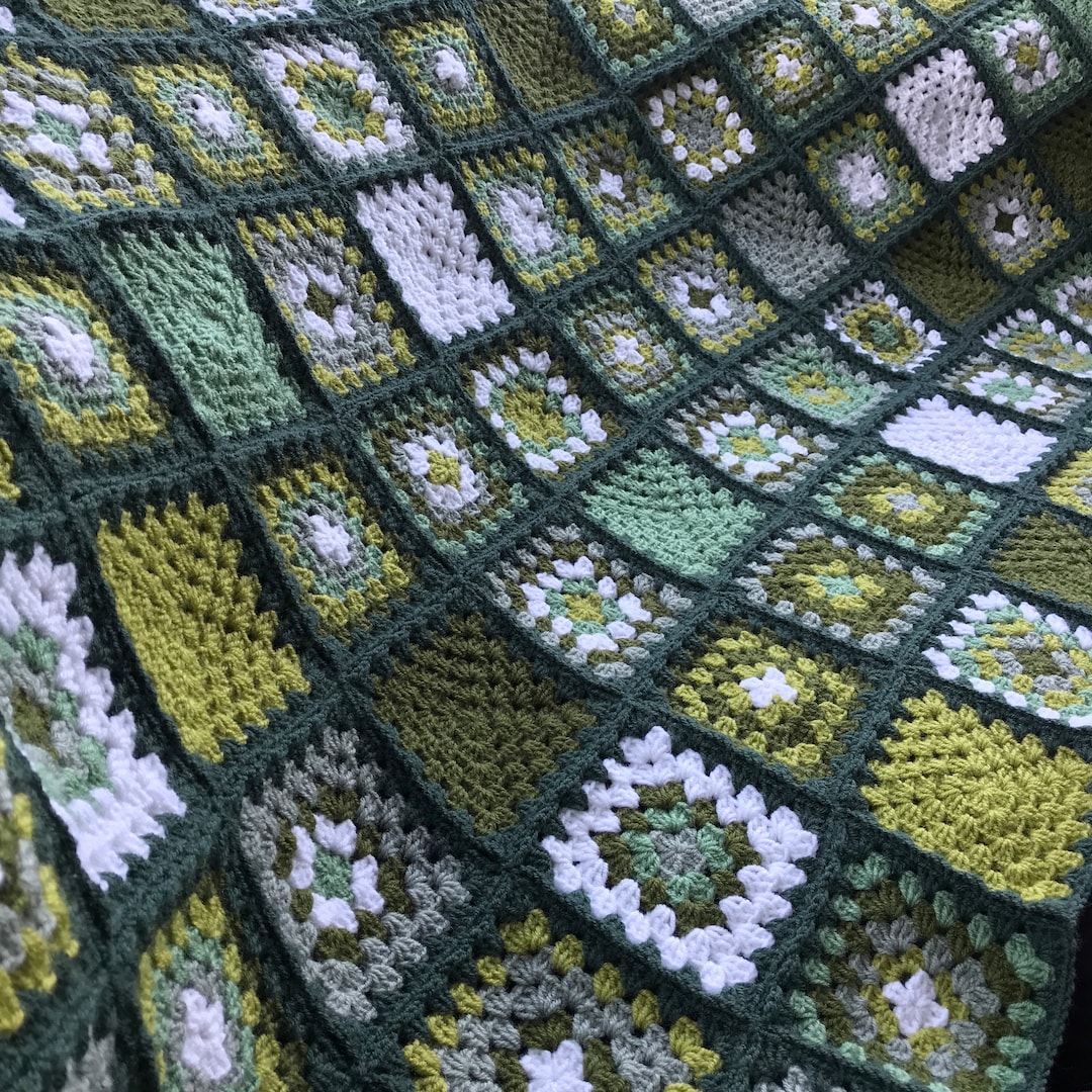 Forest Green Crochet Blanket Pine Green Crochet Throw Afghan Christmas ...