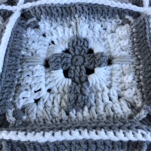 Religious Silver-grey Blanket With a Cross Crochet Handmade Holy ...