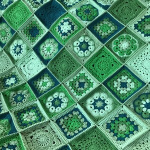 Very Green Cotton Throw Crochet Mint Green Patchwork Blanket Personal ...