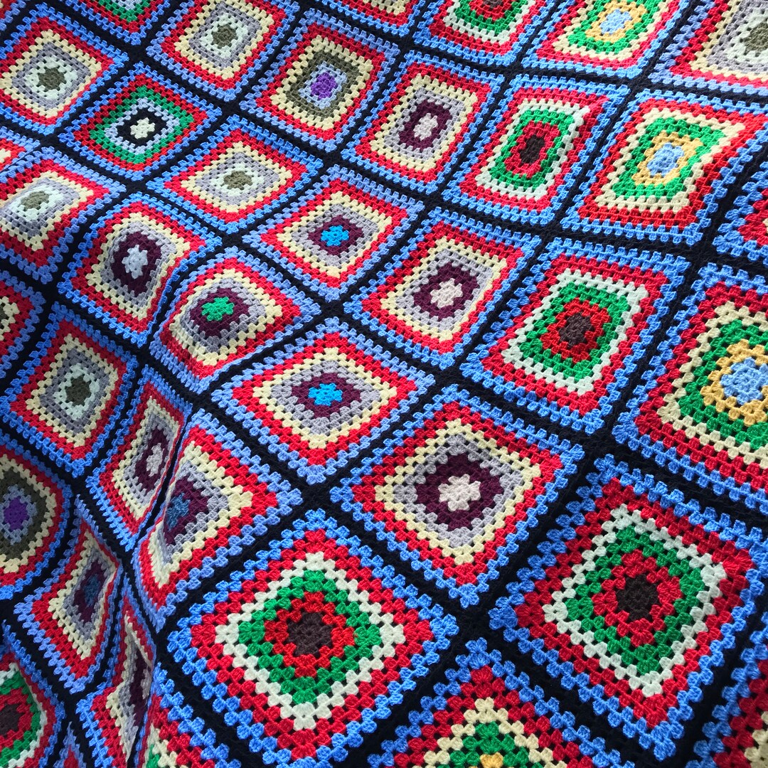 Crochet Blanket Large King Afghan Custom Knit Vintage Bedding Couch ...