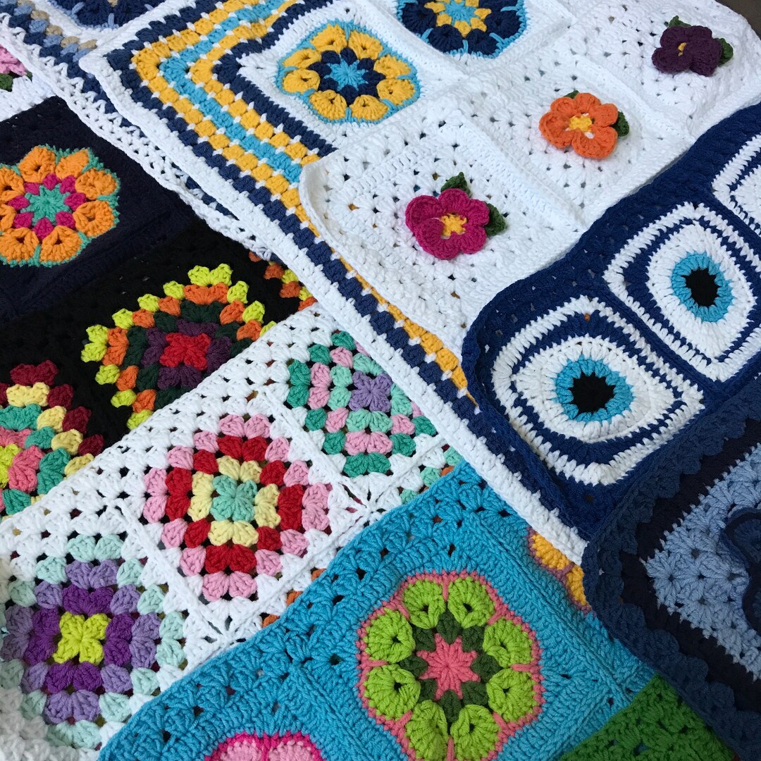 30 Crochet Sample Motif Blankets Handmade Small Crochet Blankets for ...