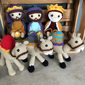 Nativity Set Crochet/bonus Straw Look Blanket/ Jesus in a Manager ...