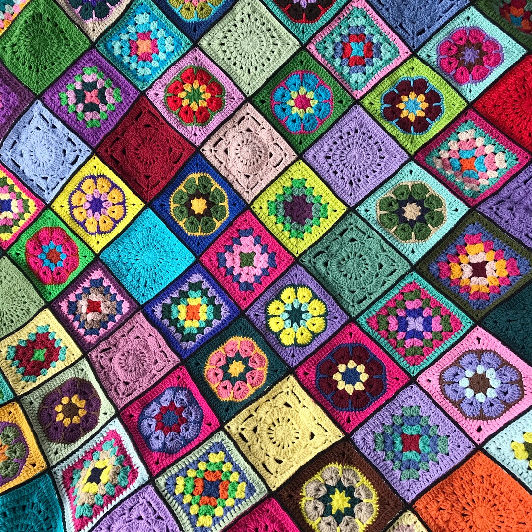 Crochet Patchwork Rainbow 130 Motif Set to Make a Lap Size Blanket ...