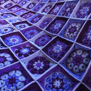 Wool African Floral Purple Violet Double Queen Crochet Blanket - Etsy