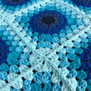 All Blue Crochet Blanket Light Blue Dark Blue Floral Cotton Afghan - Etsy