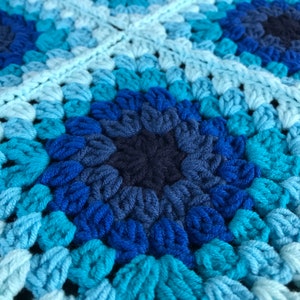 All Blue Crochet Blanket Light Blue Dark Blue Floral Cotton Afghan - Etsy