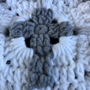 Religious Silver-grey Blanket With a Cross Crochet Handmade Holy ...