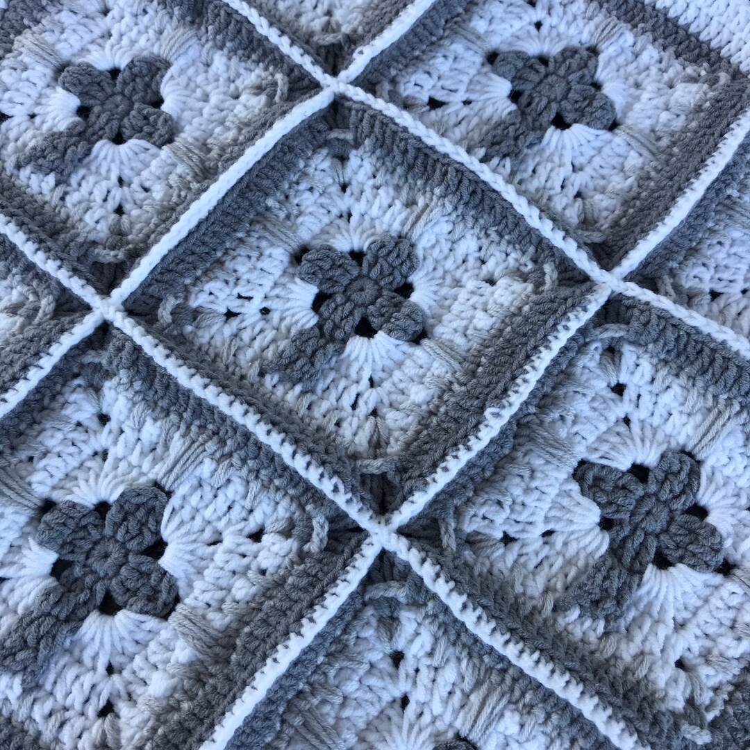 Religious Silver-grey Blanket With a Cross Crochet Handmade Holy ...