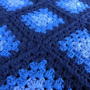 Navy Blue Handmade Granny Square Crochet Blanket Crochet Knit Floral ...