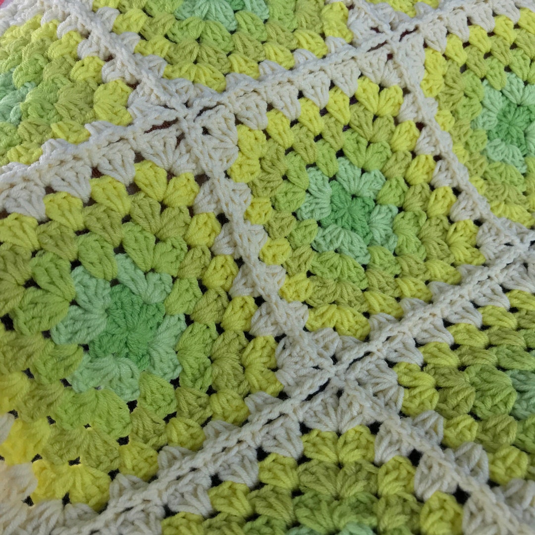 Yellow Crochet Granny Square Weighted Blanket Crochet Blanket Handmade ...