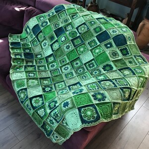 Very Green Cotton Throw Crochet Mint Green Patchwork Blanket Personal ...