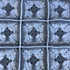 Religious Silver-grey Blanket With a Cross Crochet Handmade Holy ...