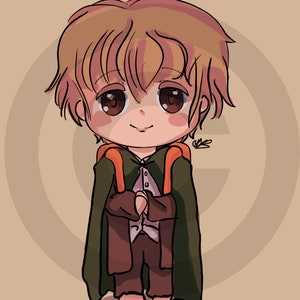 Inspired Fan Art of Samwise Chibi Anime Lord of the Rings Print Lotr ...