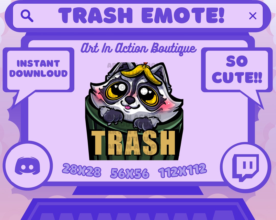 DIGITAL DOWNLOAD Twitch / Discord Trash Raccoon Emote, Funny, Streaming ...