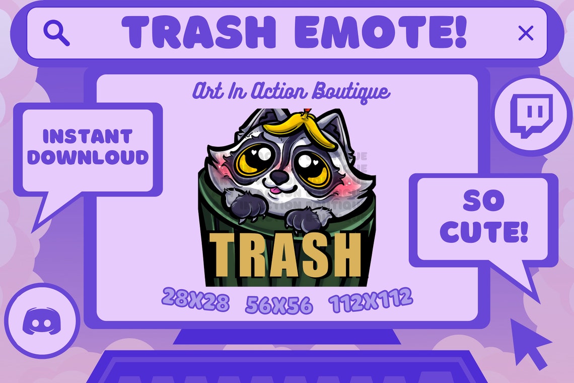 DIGITAL DOWNLOAD Twitch / Discord Trash Raccoon Emote Funny - Etsy