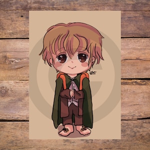 Inspired Fan Art of Samwise Chibi Anime Lord of the Rings Print Lotr ...
