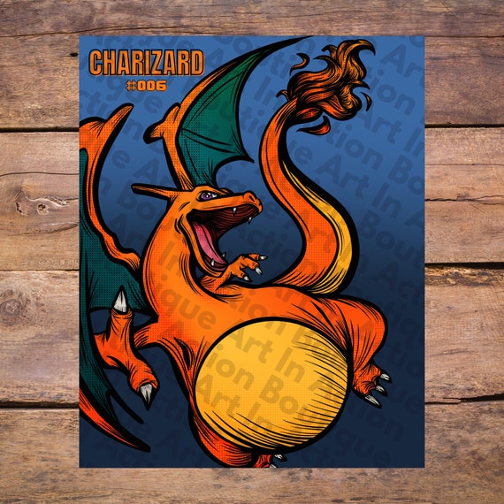 COOL Video Game Inspired Fan Art of Charizard Colored Artwork | Etsy