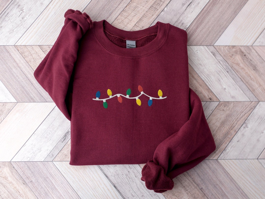Embroidered Christmas Light Sweatshirt: Holiday Crewneck - Etsy