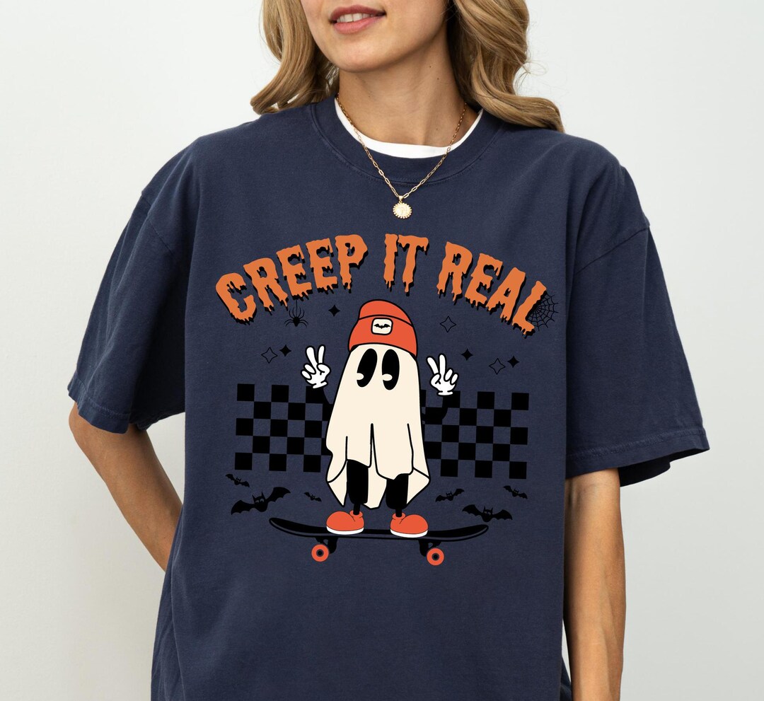 Retro Ghost Comfort Colors Shirt: Creep It Real Fall Tee - Etsy