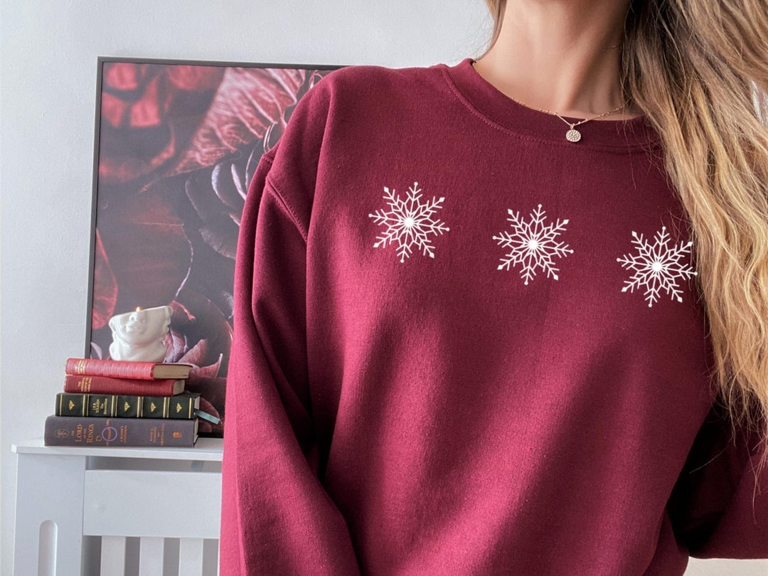 Embroidered Snowflake Sweatshirt: Cozy Winter Crewneck - Etsy