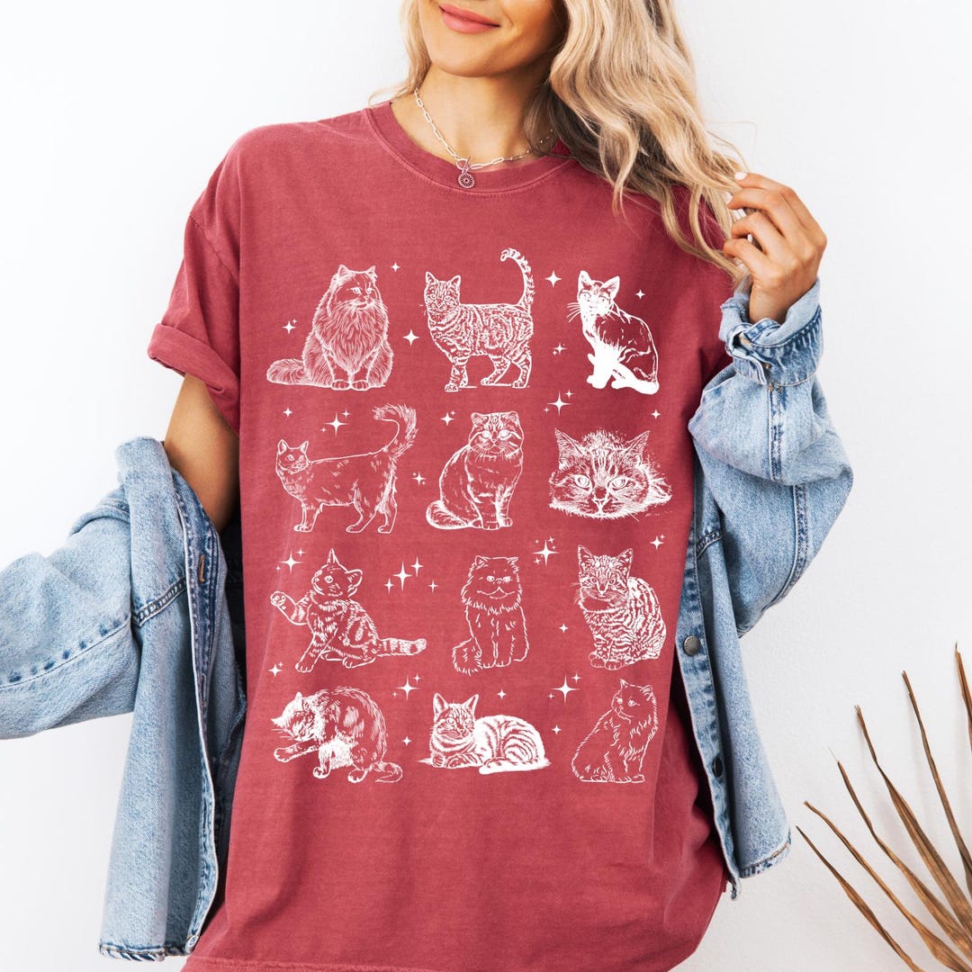 Cats 90s Vintage Style Tshirt, Retro Comfort Colors® Y2k Kitten Shirt ...