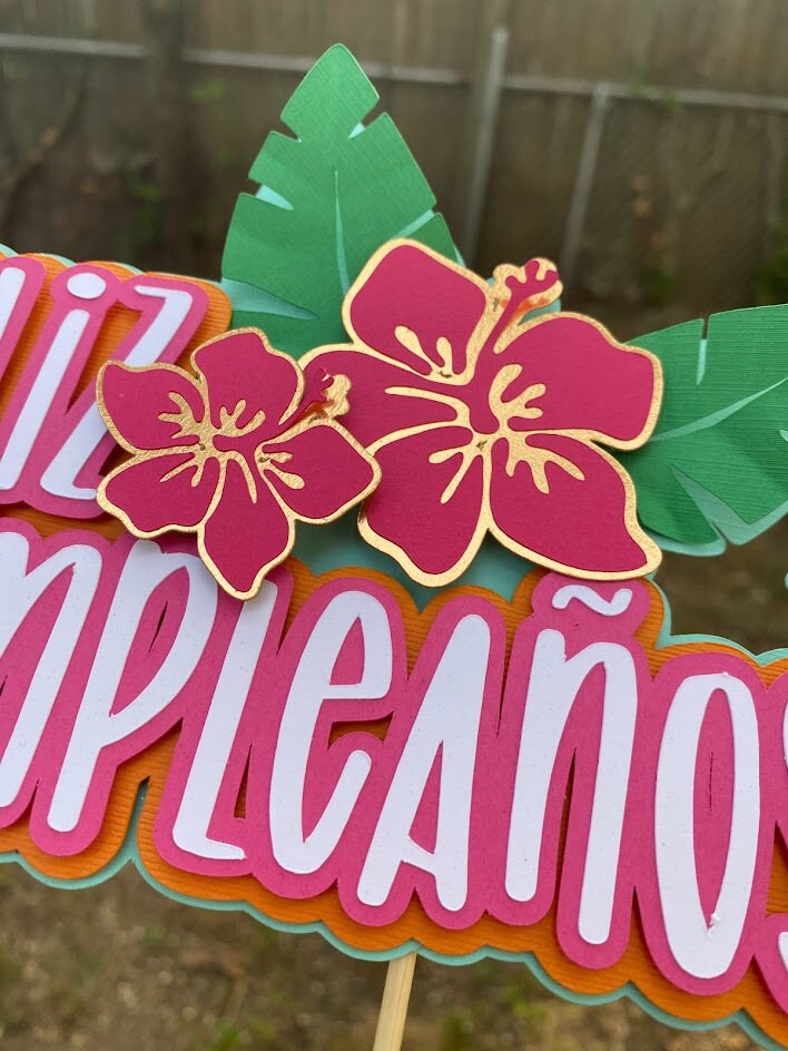 Hawaiian Cake Topper | Aloha Birthday Party Decorations | Hawaiian ...