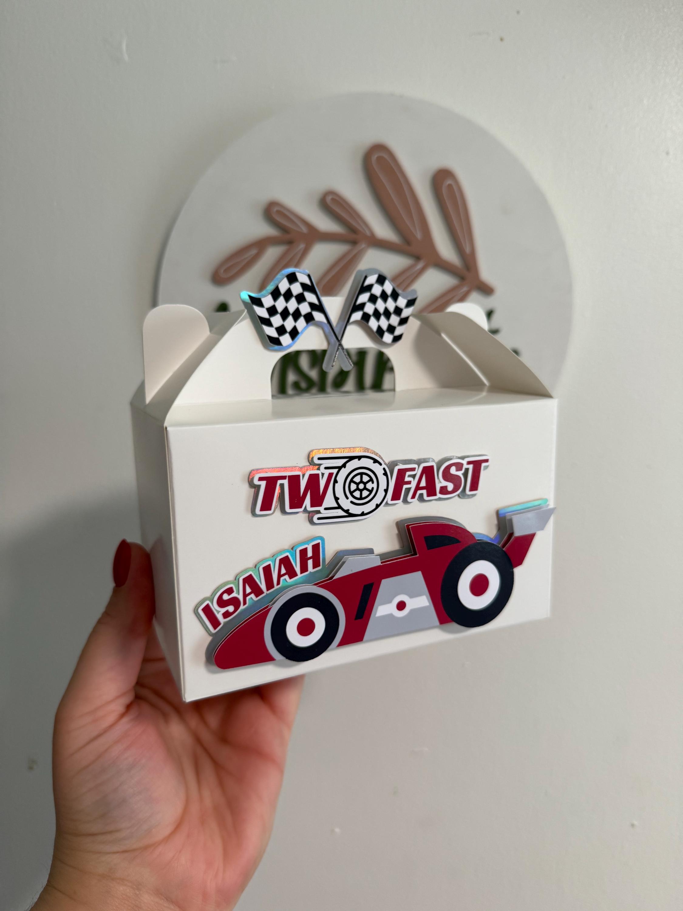 Race Car Treat Boxes | Race Car Gable Boxes | TWO Fast Birthday Party ...