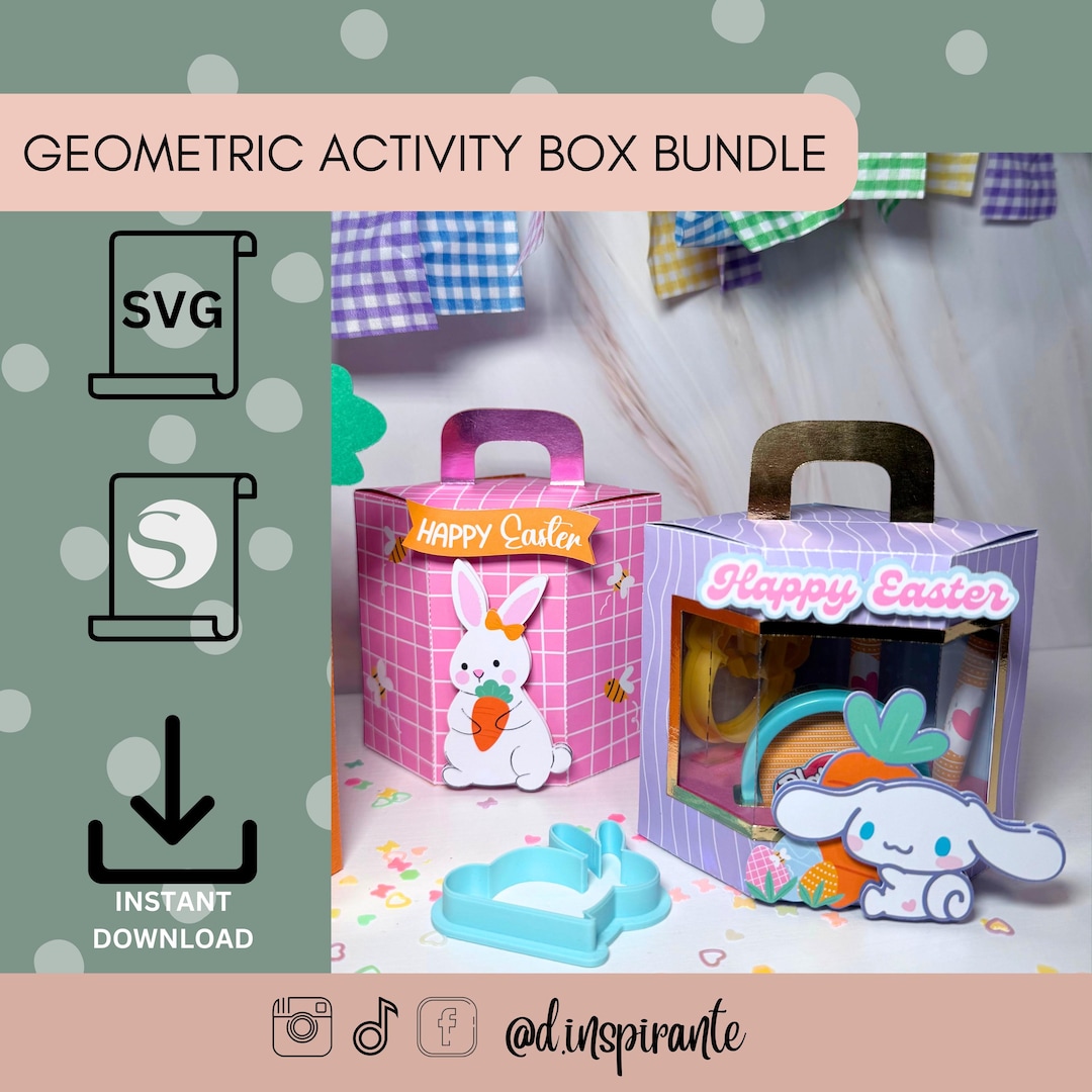 Geometric Activity Box Bundle 01 | Playdoh Box Template | Favor Box ...