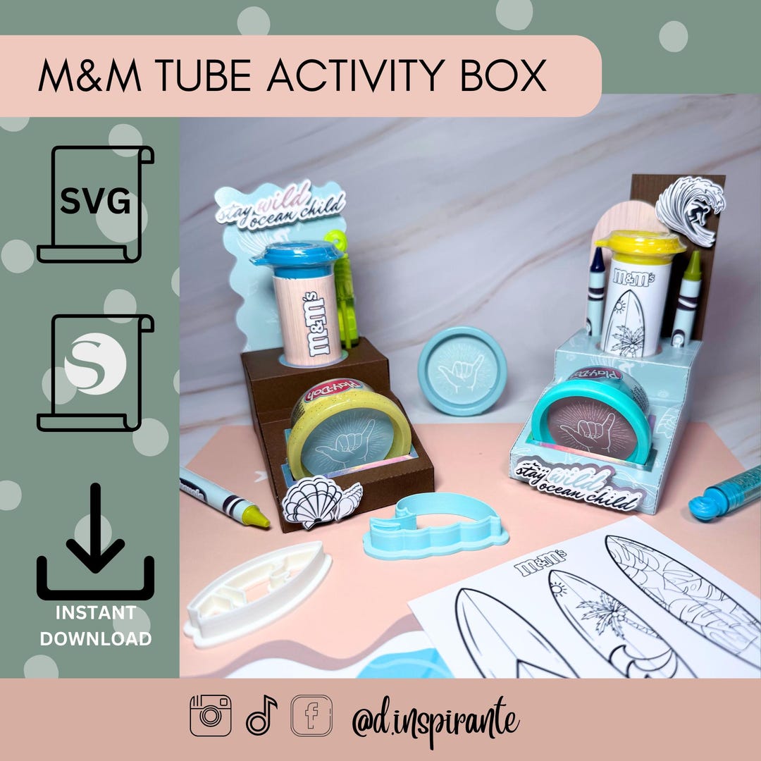 Mini M&M'S Tube 1.08oz Box Template | Activity Box Template | Favor Box ...