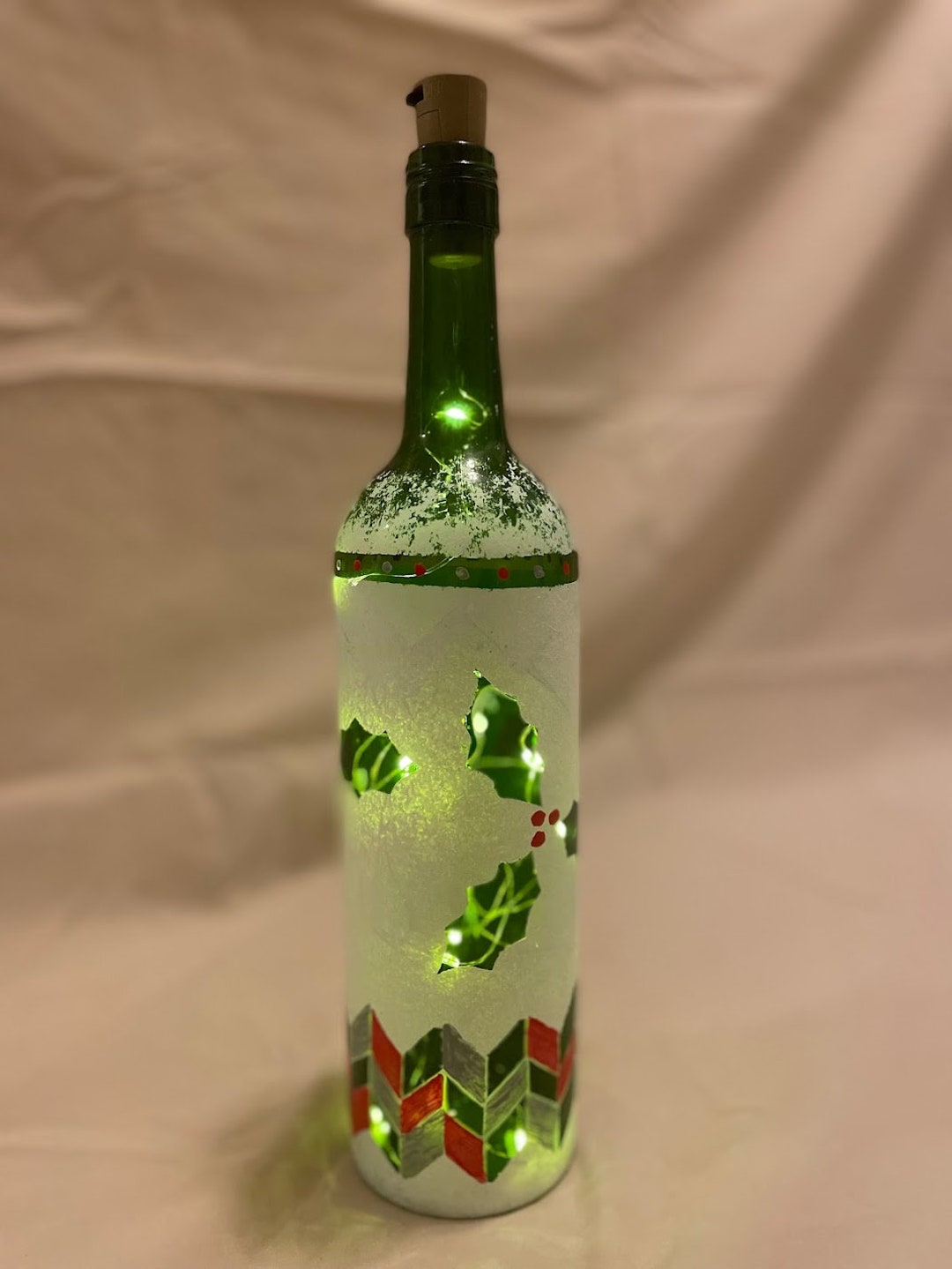 Christmas Painted Wine Bottle Decoration - Etsy