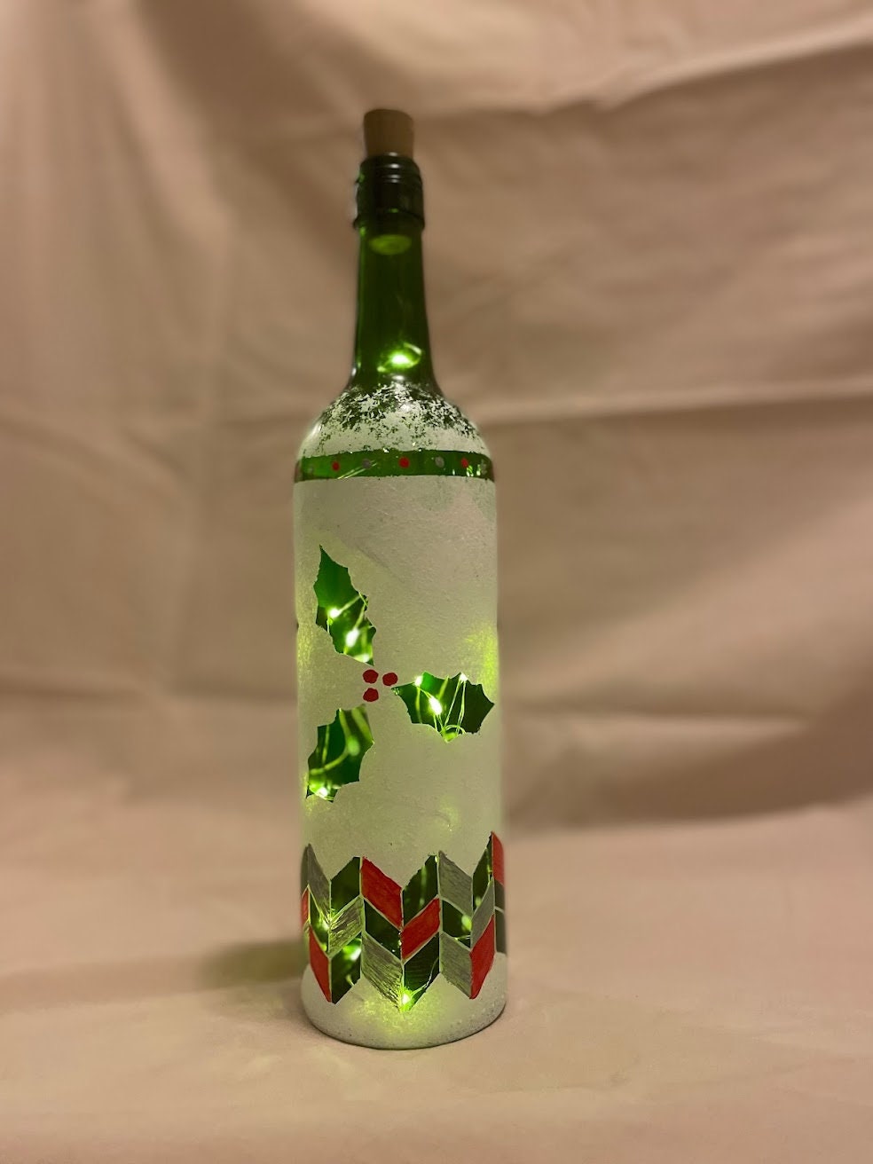 Christmas Painted Wine Bottle Decoration - Etsy