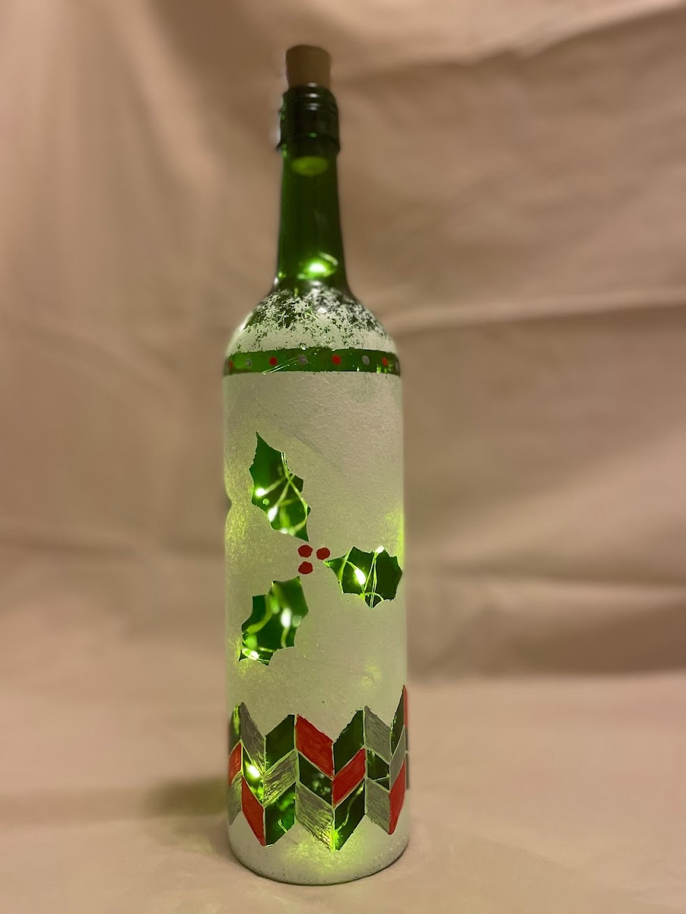 Christmas Painted Wine Bottle Decoration - Etsy