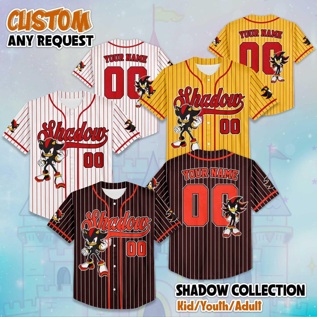 Custom Name and Number Shadow Baseball Jersey, Shadow the Hedgehog ...