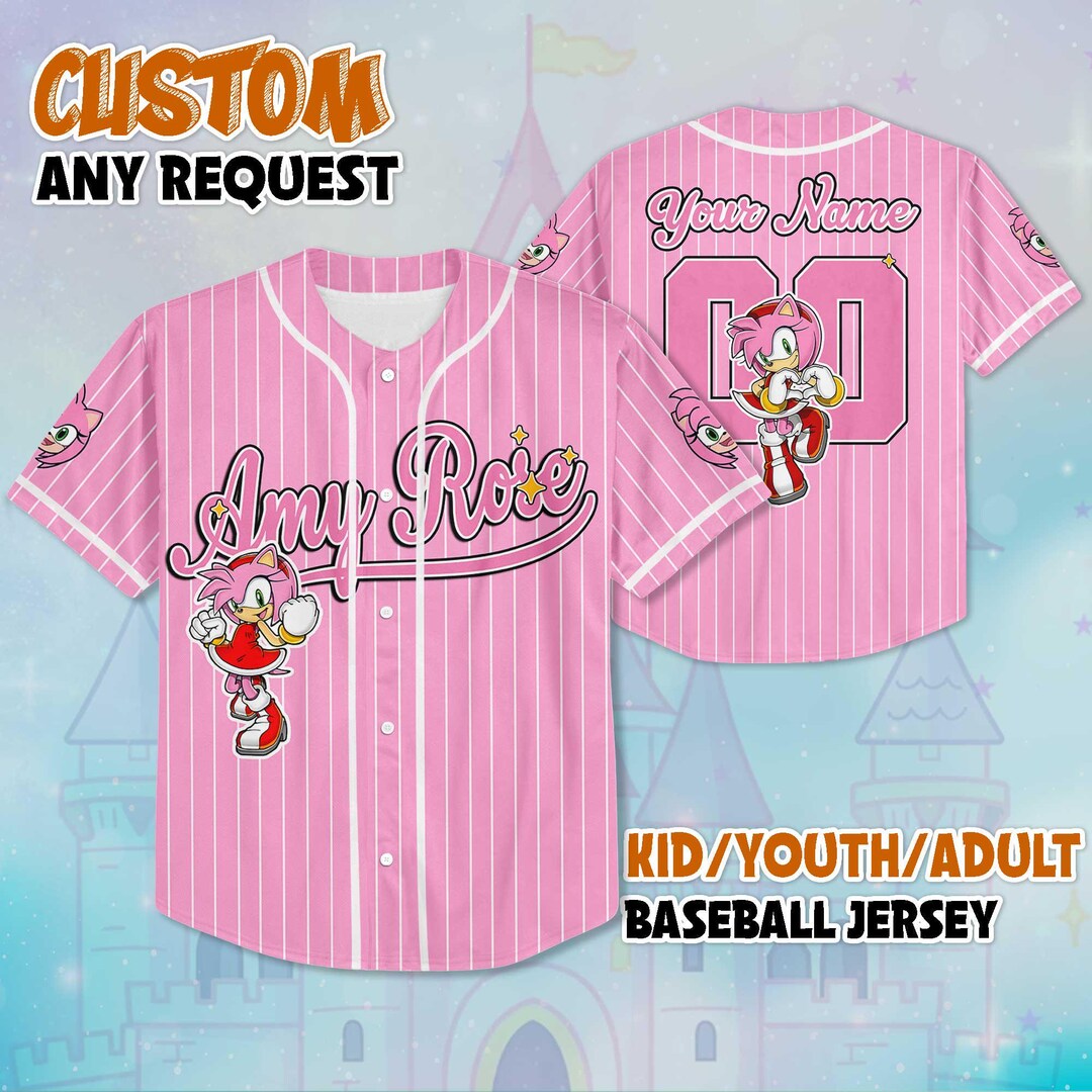 Custom Amy Rose Baseball Jersey, Amy Rose the Hedgehog Birthday Gift ...